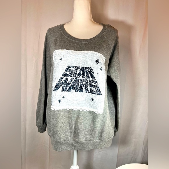 Star Wars | Tops | Star Wars Grey Sweatshirt Beaded Sequin Two Designs ...